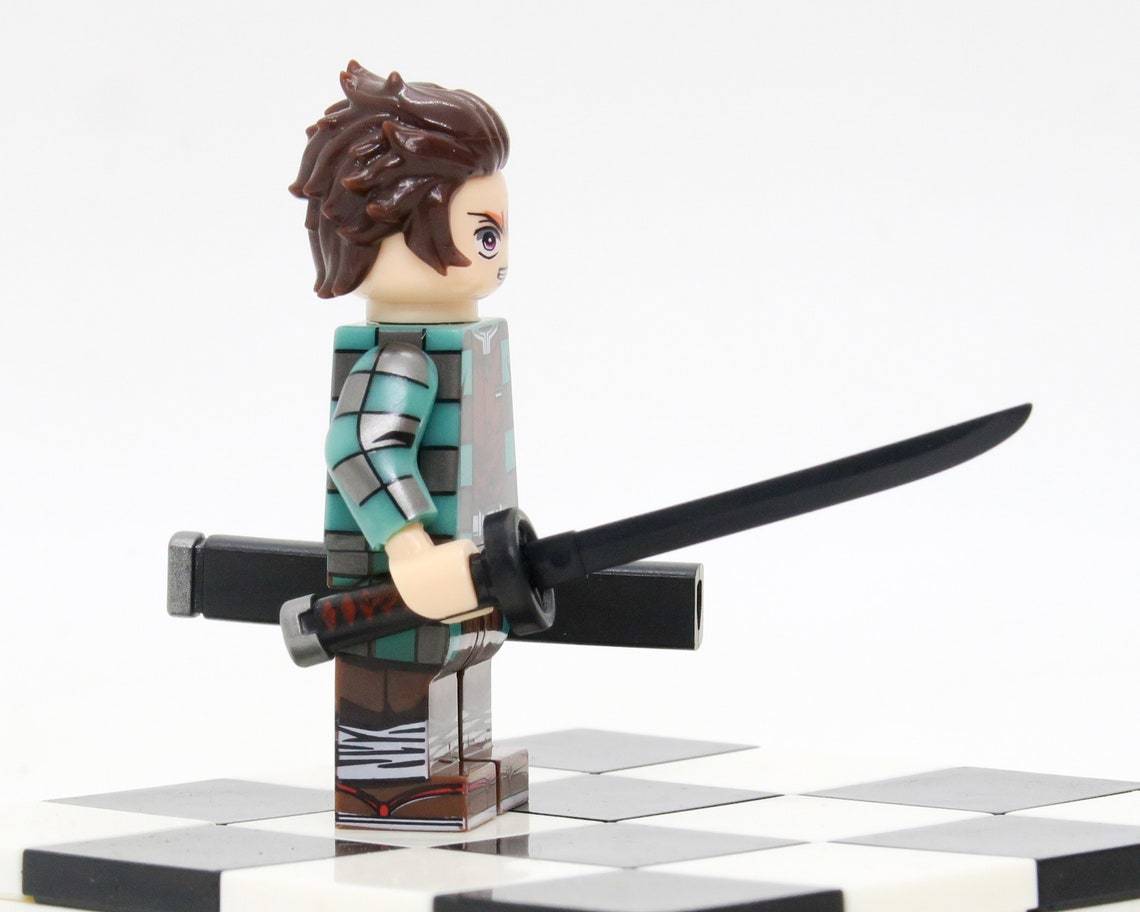 Demon Slayer Kamado Tanjiro (Checkered Suit) Minifigures Weapon and ...