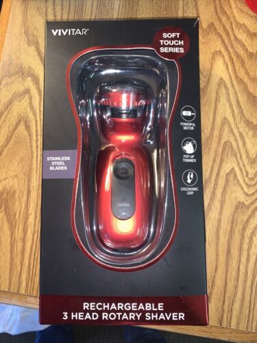 VIVITAR Beard Hair RECHARGEABLE 3-HEAD ROTARY Smooth SHAVER w/ POP-UP ...