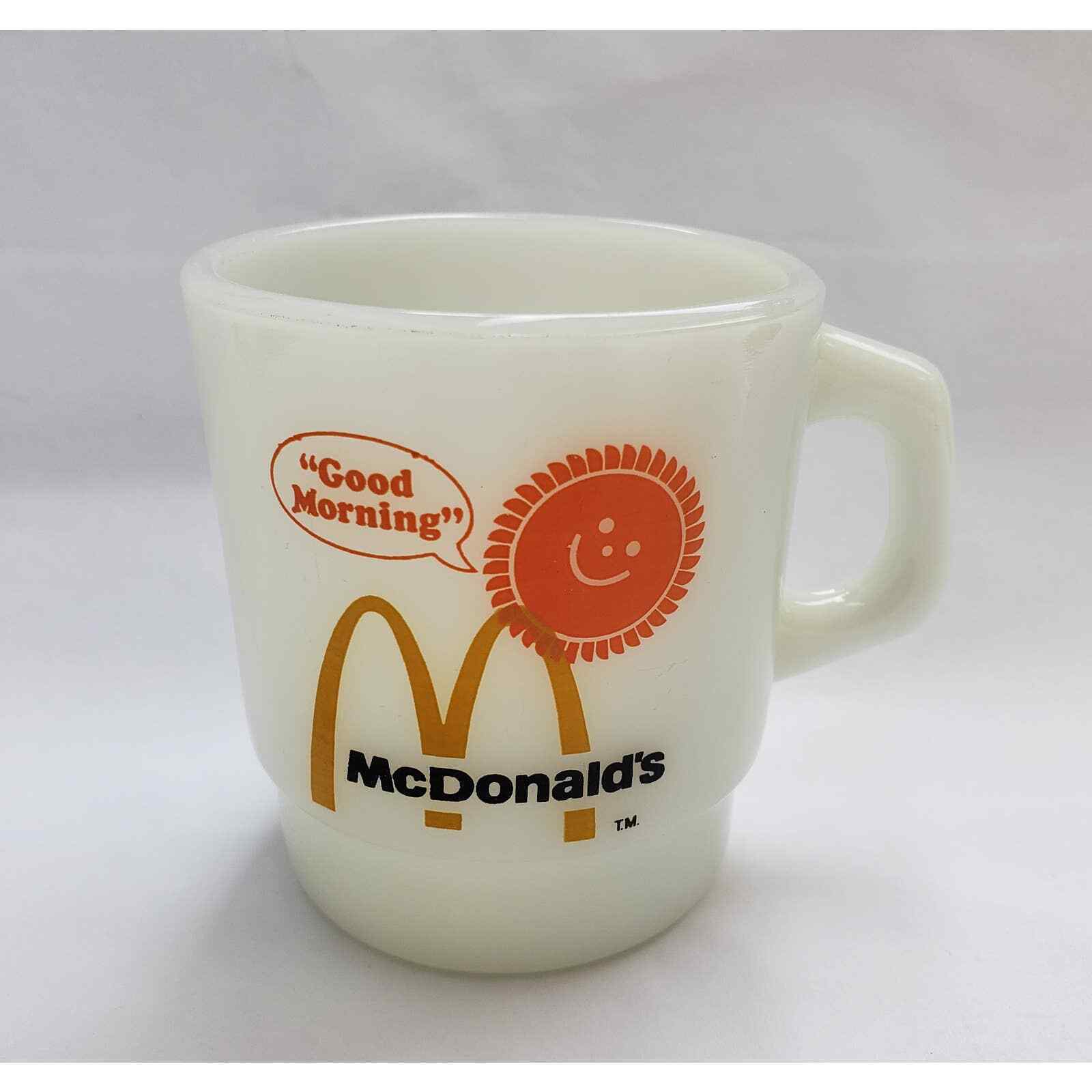 Vtg McDonald's Good Morning Coffee Mug Anchor Hocking Fire King White ...