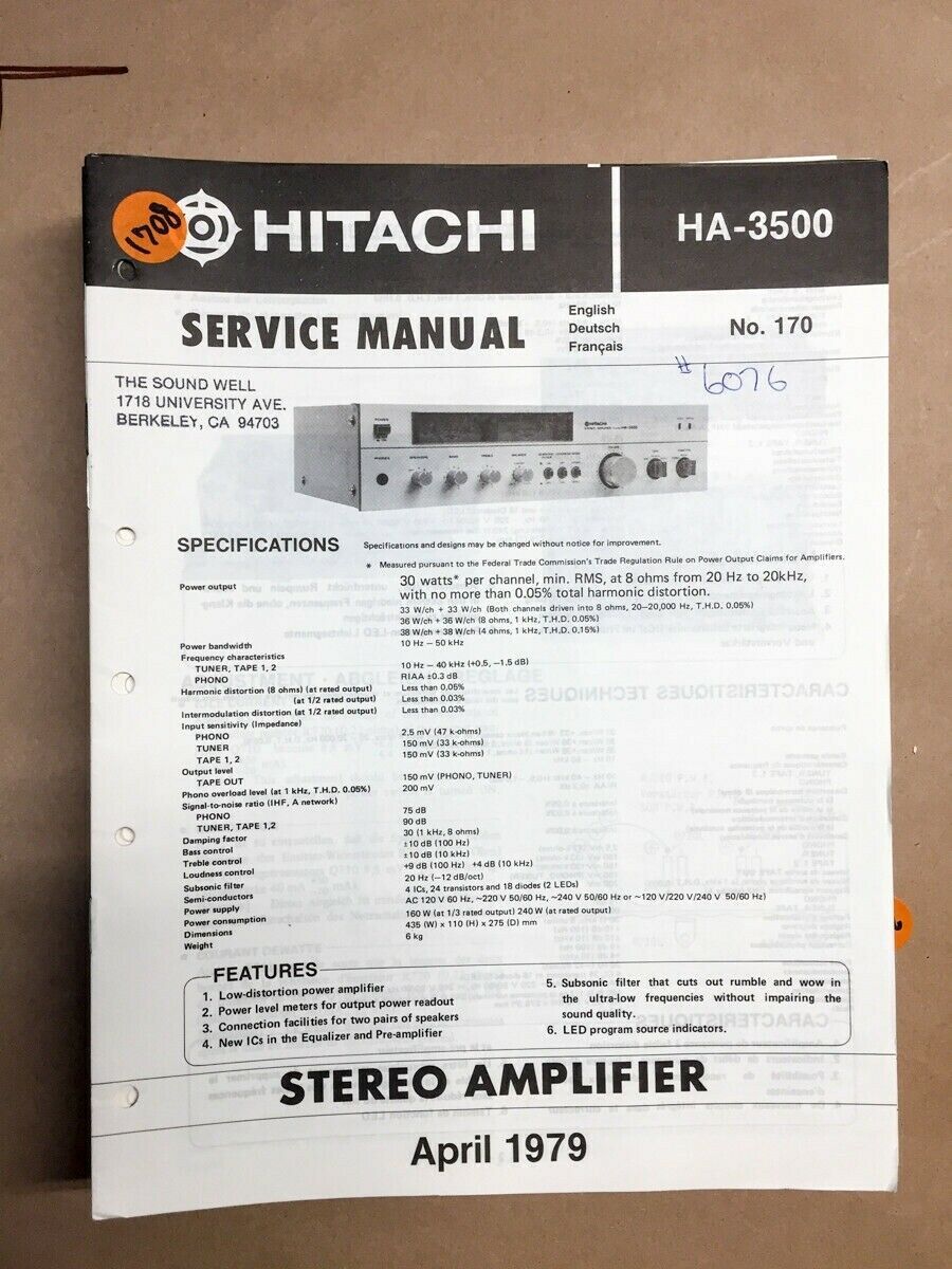 Used Hitachi HA-3500 Integrated amplifiers for Sale | HifiShark.com