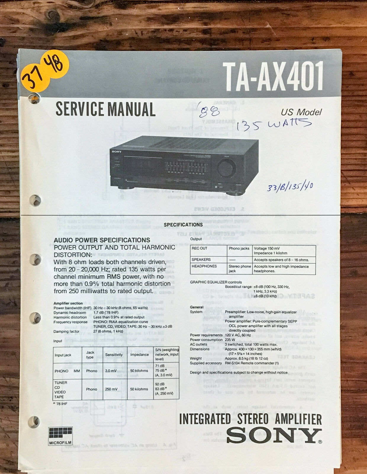 Used Sony TA-AX401 Integrated amplifiers for Sale | HifiShark.com