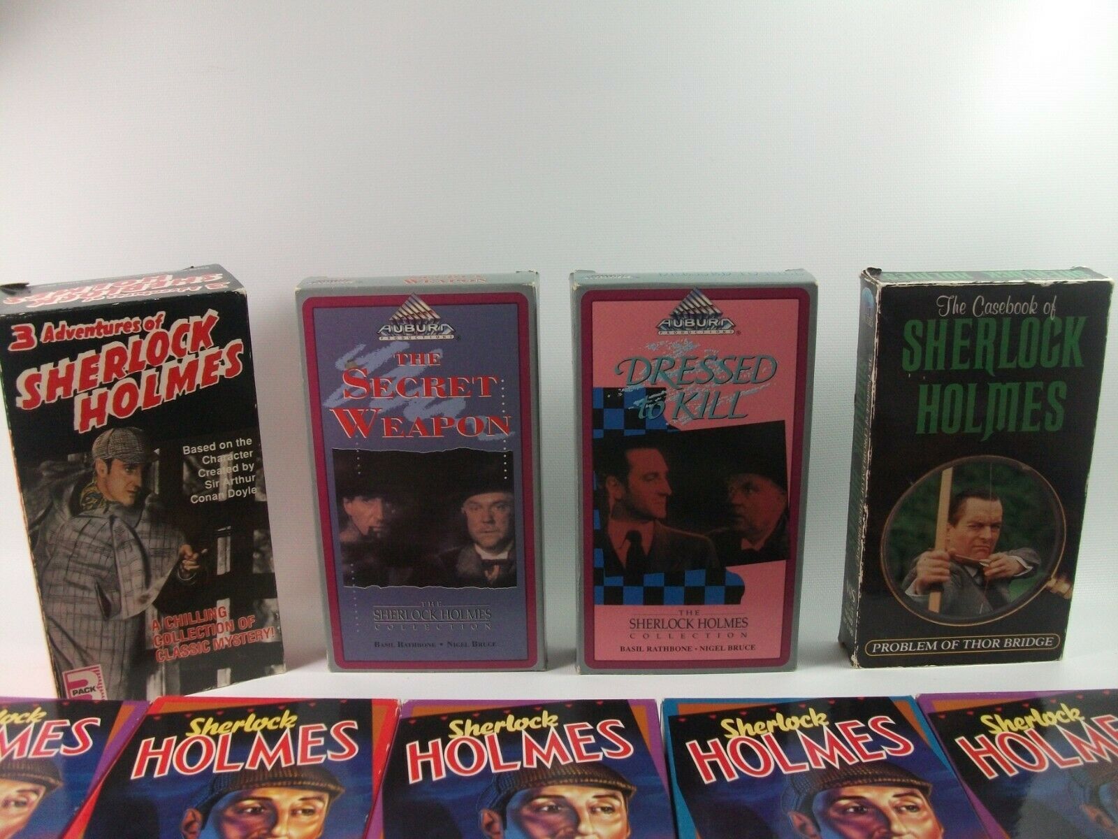 Sherlock Holmes VHS Cassette Tape Lot 14 Tapes Basil Rathbone Arthur ...