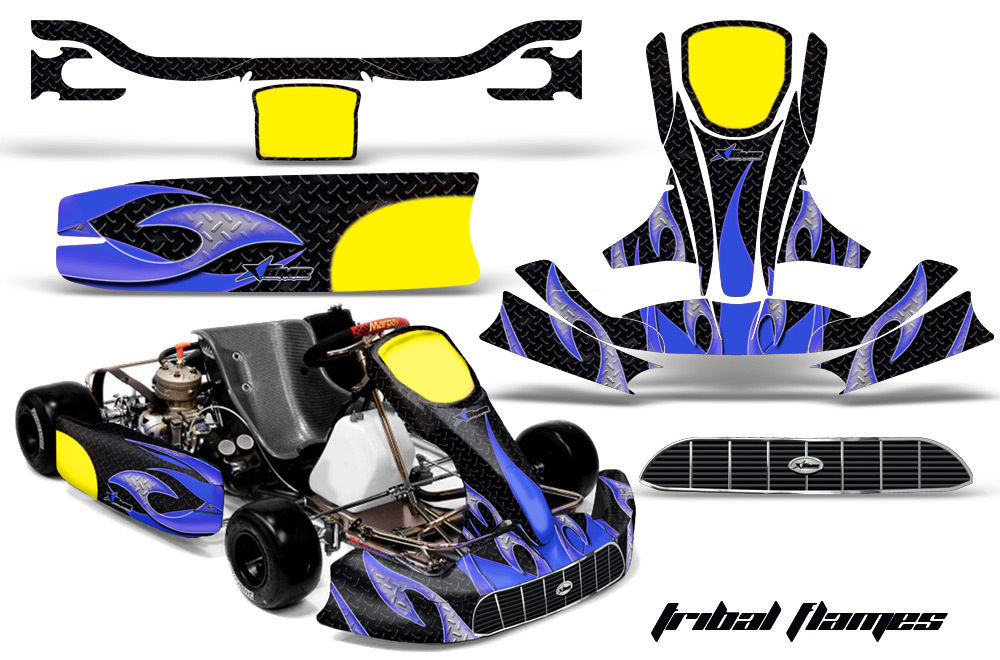 Go Kart Racing Graphics Kit Decal Sticker Wrap For Kg Unico Tribal Blue Black Everything Else
