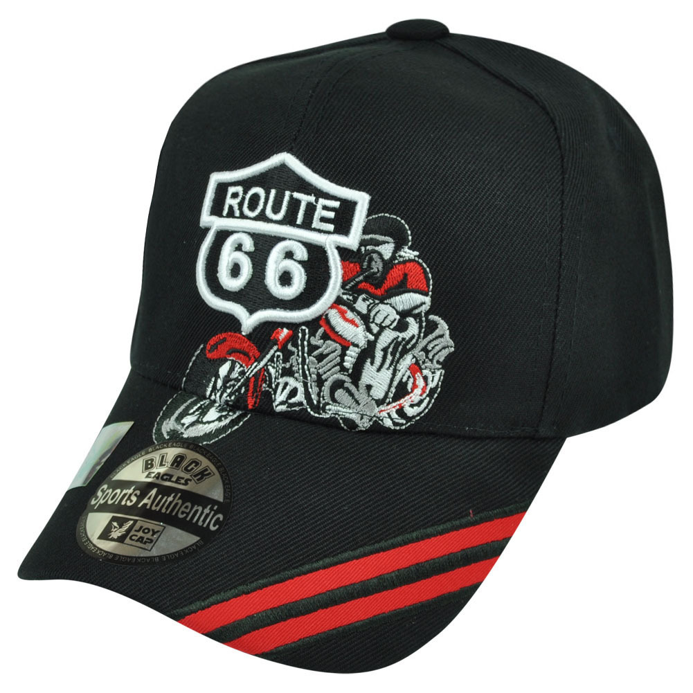 Biker and Cycle on a New Black Route 66 Ball Cap with tags - Other Fan ...