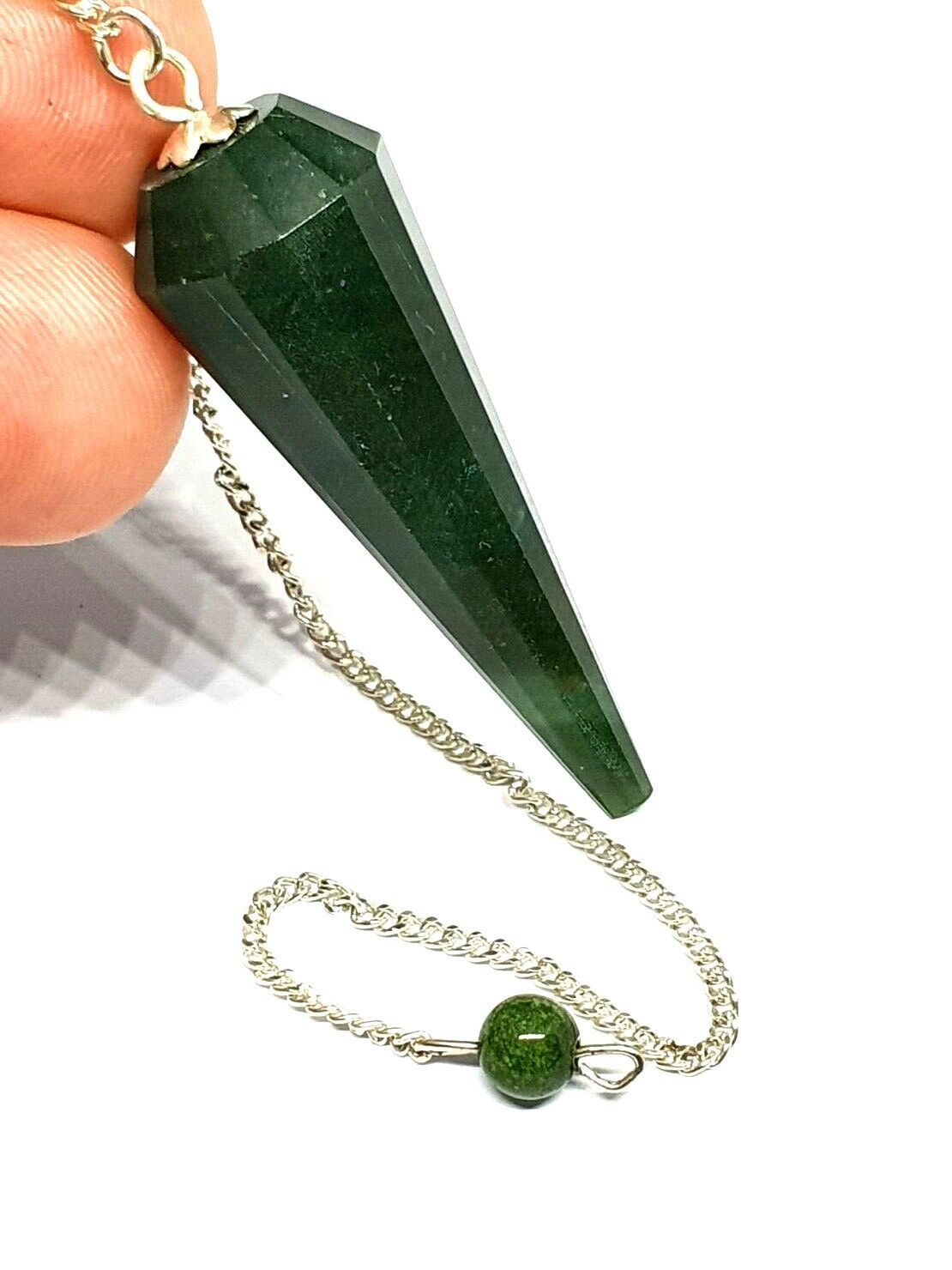 Jade Pendulum Nephrite Gemstone Dowsing Divination Reiki Crystal Charged Stone - Pendulum