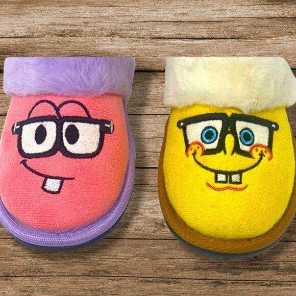 Spongebob Boys Patrick/Spongebob Scuff Slippers W/ Gift Box Sz 11T, 12T ...