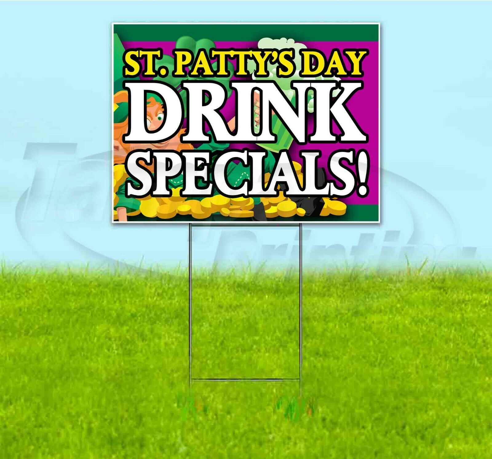 ST. PATRICK'S DAY DRINK SPECIALS 18x24 Yard Sign WITH STAKE Corrugated ...