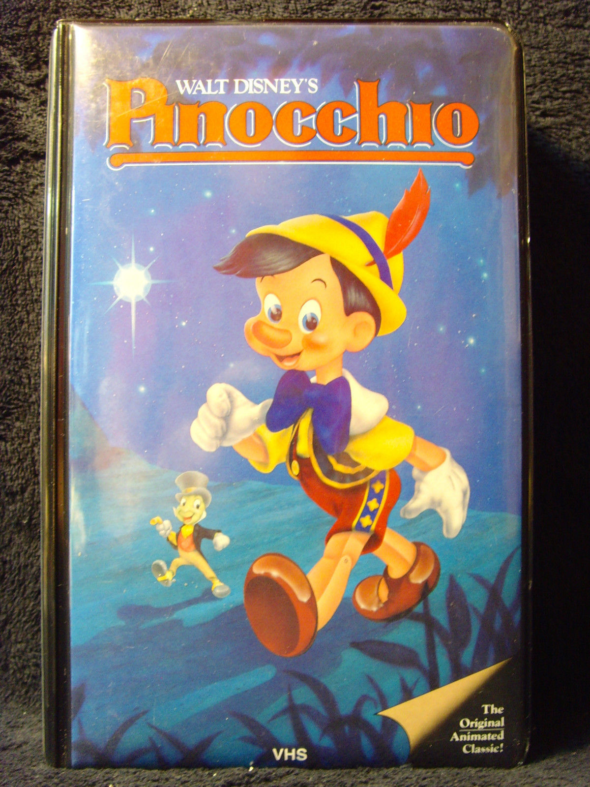 Disney's Pinocchio (VHS, 1985) Rare Padded Black Clamshell Case Edition ...