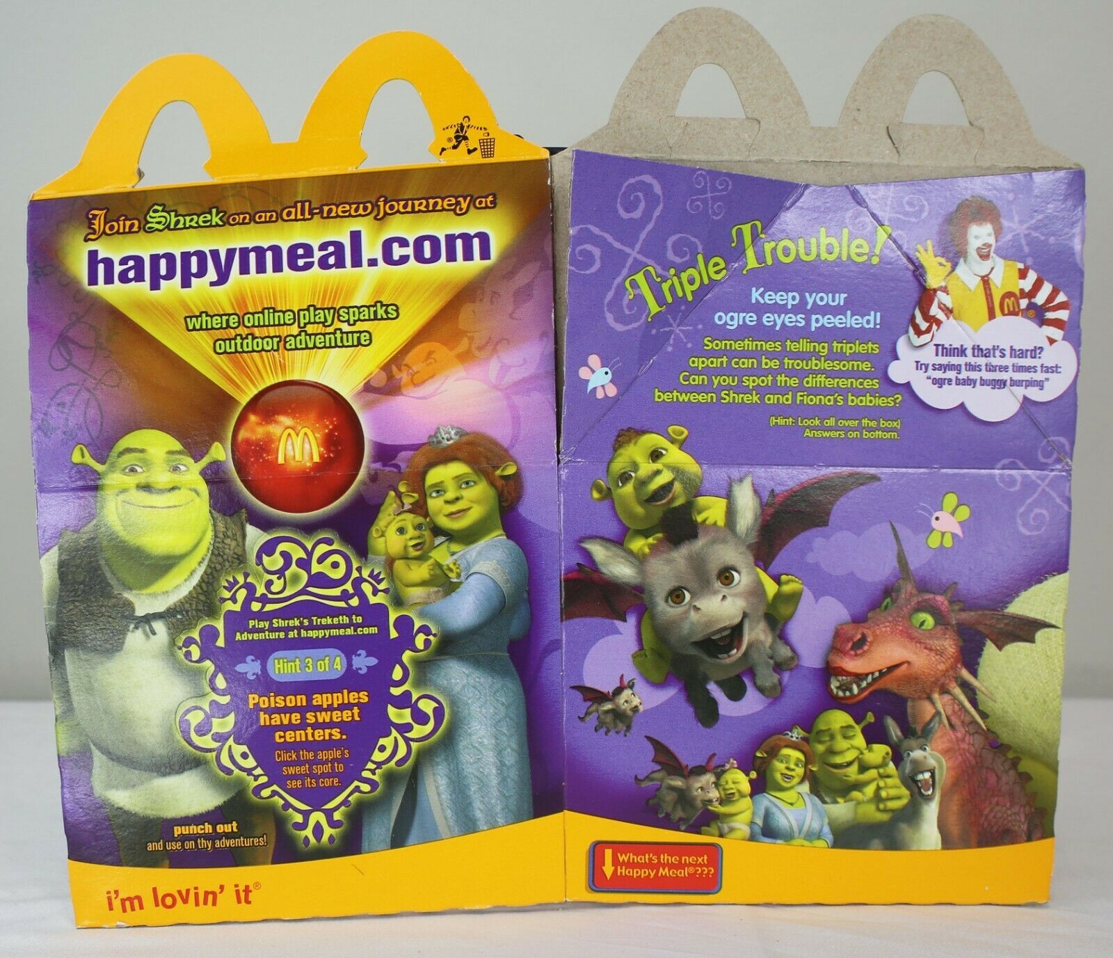 ORIGINAL Vintage 2007 McDonald's Shrek the Third Happy Meal Box - Other