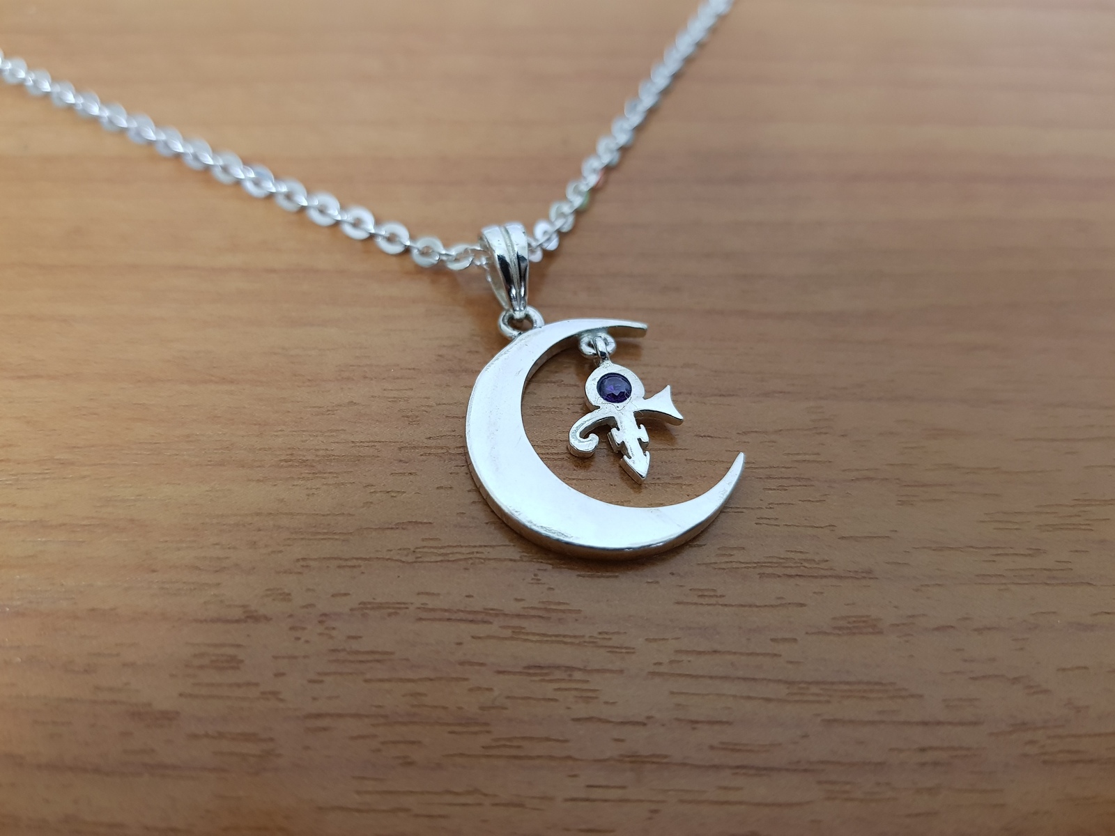 Pendant - Moon Crest Love - With Purple Stone- Remembrance Symbol - 925 ...