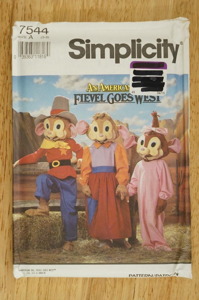 Simplicity An American Tail Fievel Goes West Costume Sewing Pattern ...