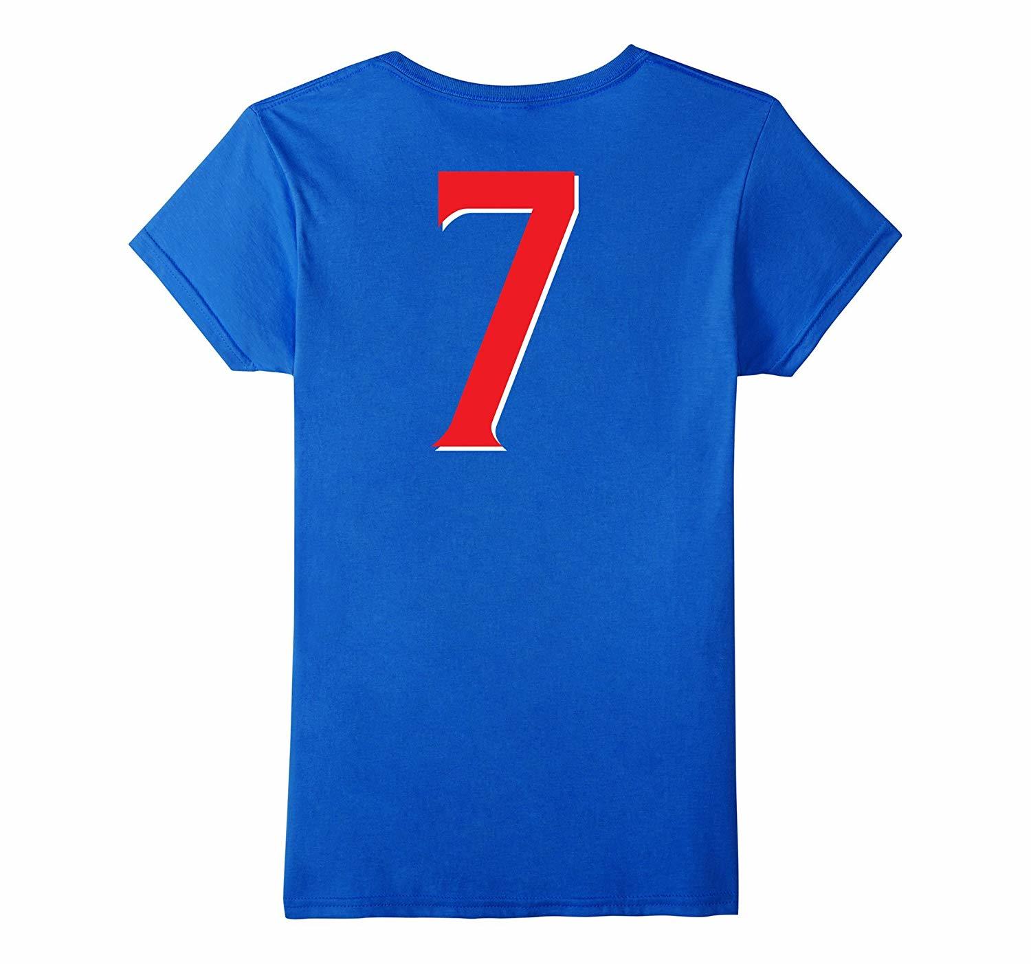New Tee - Jersey Red/White Number #7 Sports Team T-Tee (BACK) Wowen - Tops