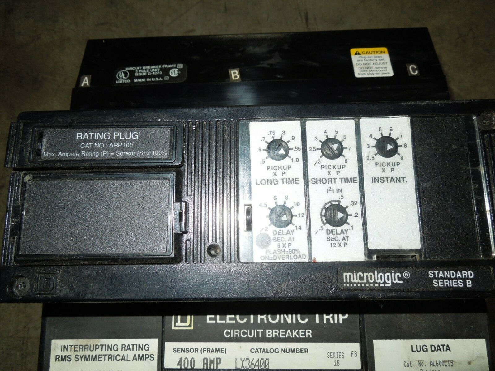 Square D I-Line LX36400 400A 3P Frame ARP100 Plug (400A Rated) LSI ...