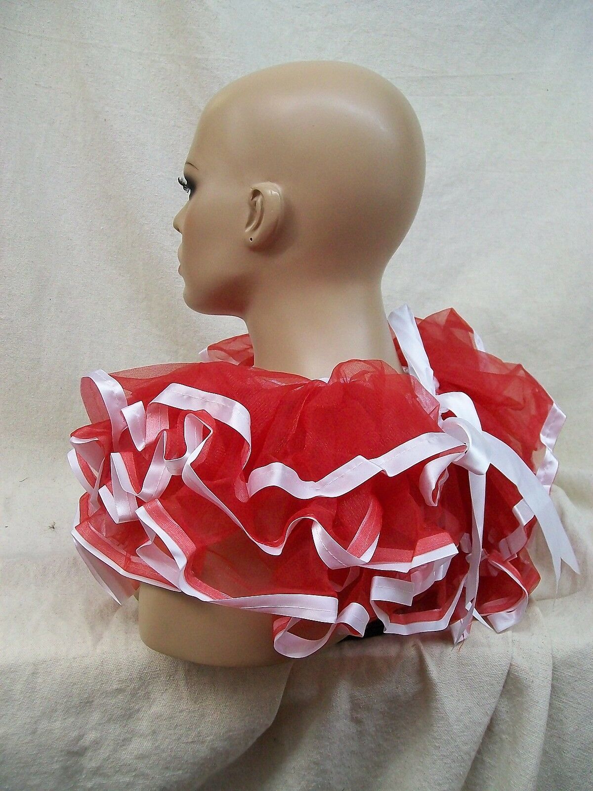 Red White Ruffle Clown Neck Collar BigTop Circus Jester Mime or Child ...