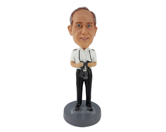 Custom Bobblehead Airline Pilot Holding Zooming Device - Careers ...