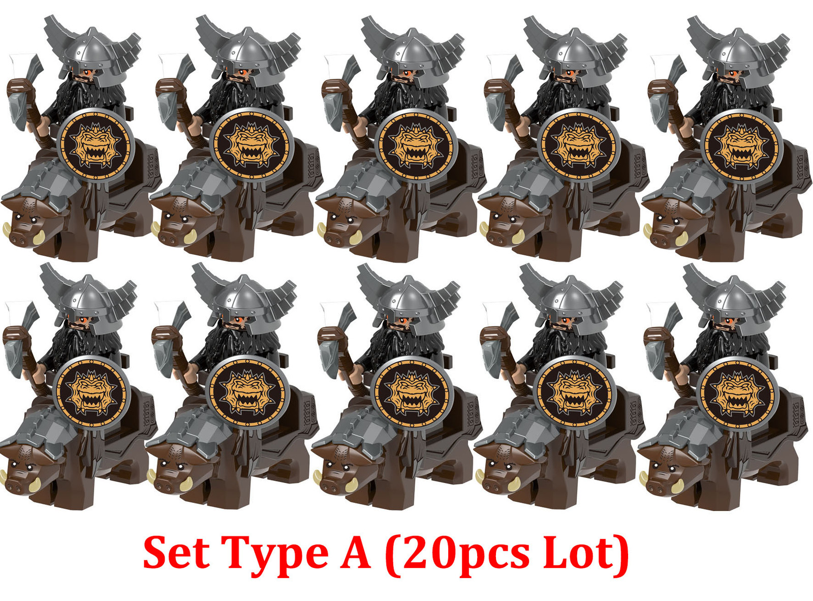 LOTR The Hobbit Azog Horned sheep Knight Dwarf Army 20 Minifigures Lot ...