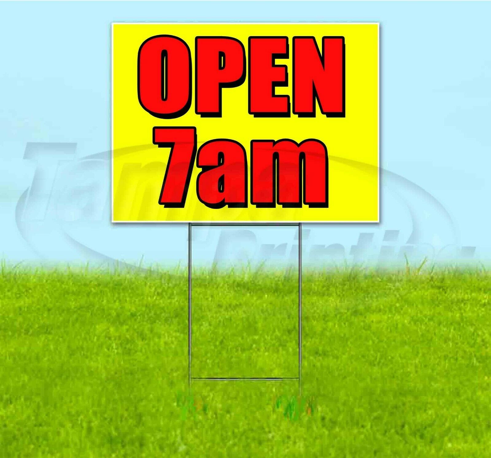 OPEN 7AM 18x24 Yard Sign WITH STAKE Corrugated Bandit USA BUSINESS ...