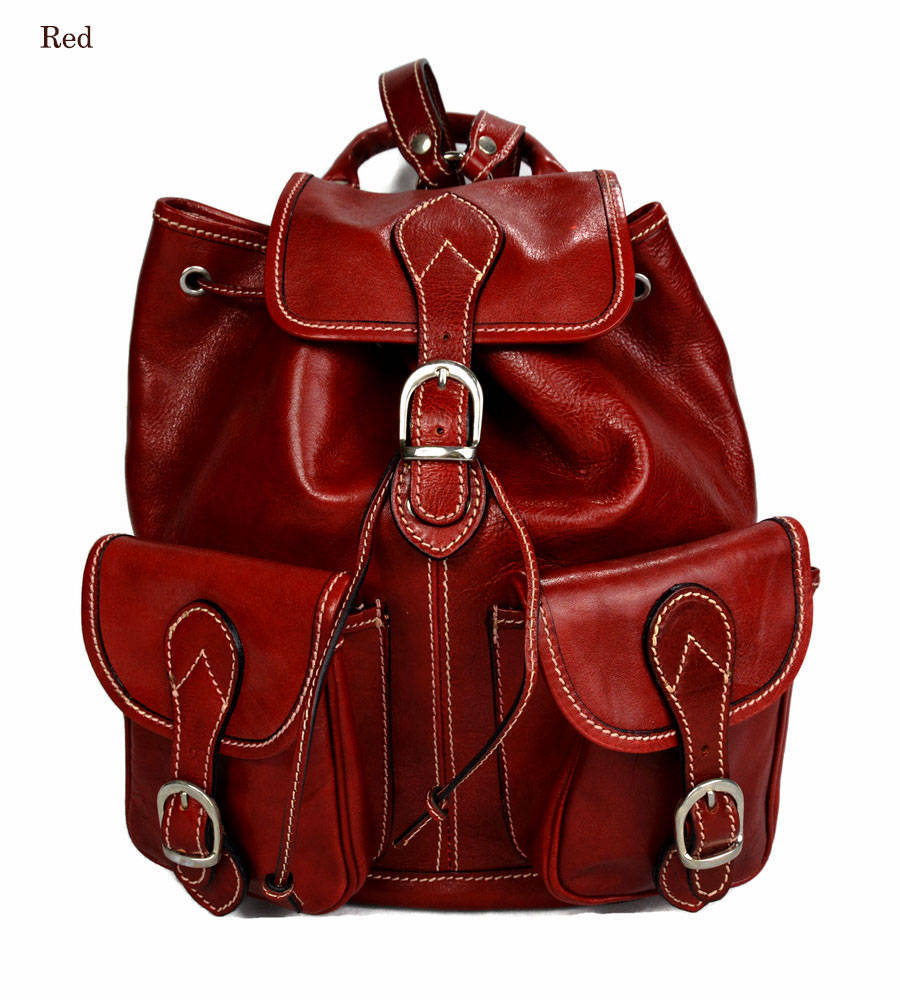 Backpack leather red backpack genuine leather travel bag weekender ...