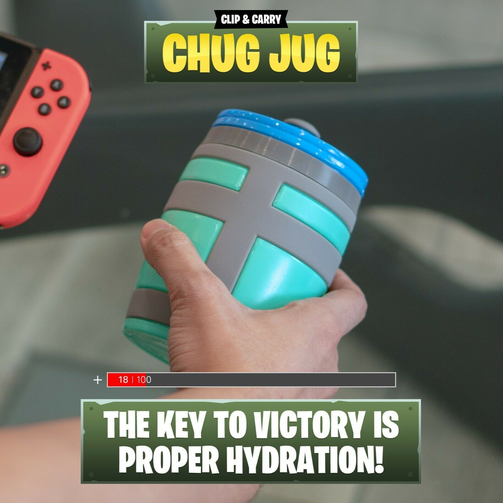 CHUG JUG Water Bottle - 16 oz BPA-Free Non-Slip Bottle Gaming - Merchandise