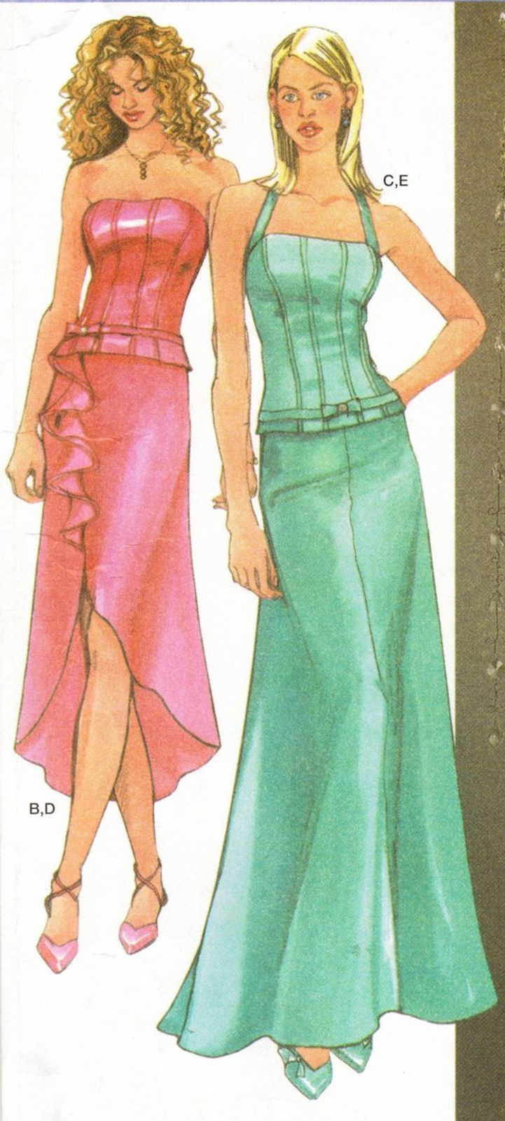 Misses Bustier Corset Strapless Top Skirt Evening Prom Gown Sew Pattern ...