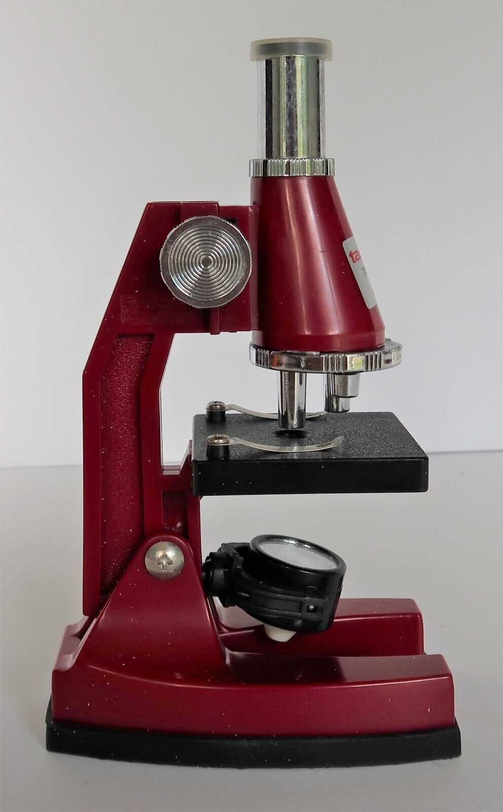 Vtg Tasco Microscope Model 60750-0 Red Plastic Lighted Tested Battery ...