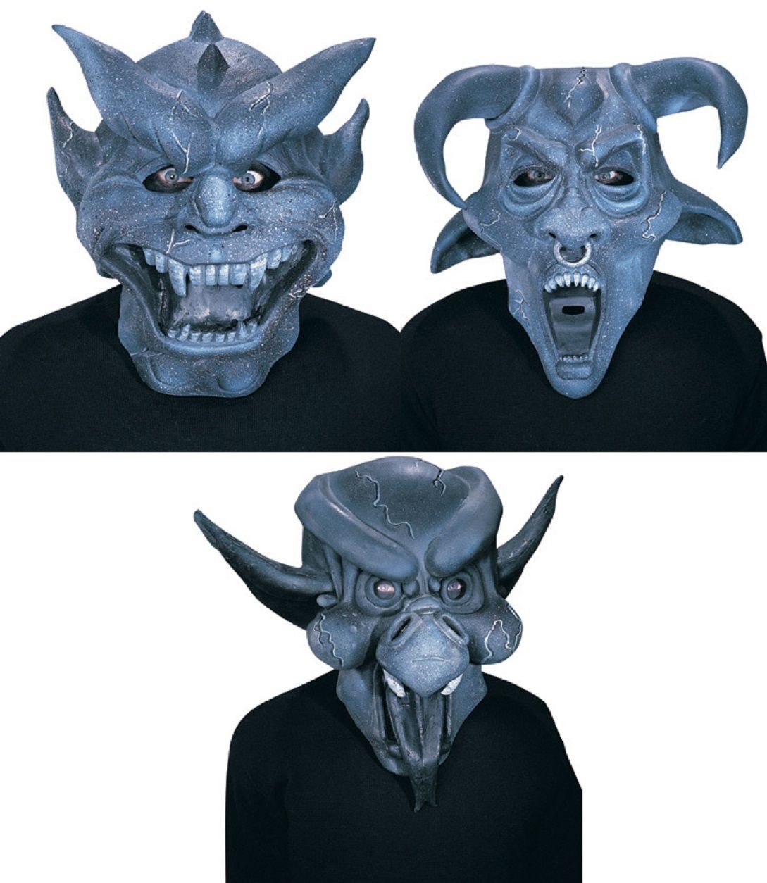 GOTHIC LAUGHING AND NOSE RING GARGOYLE DEMON ADULT LATEX HALLOWEEN MASK ...
