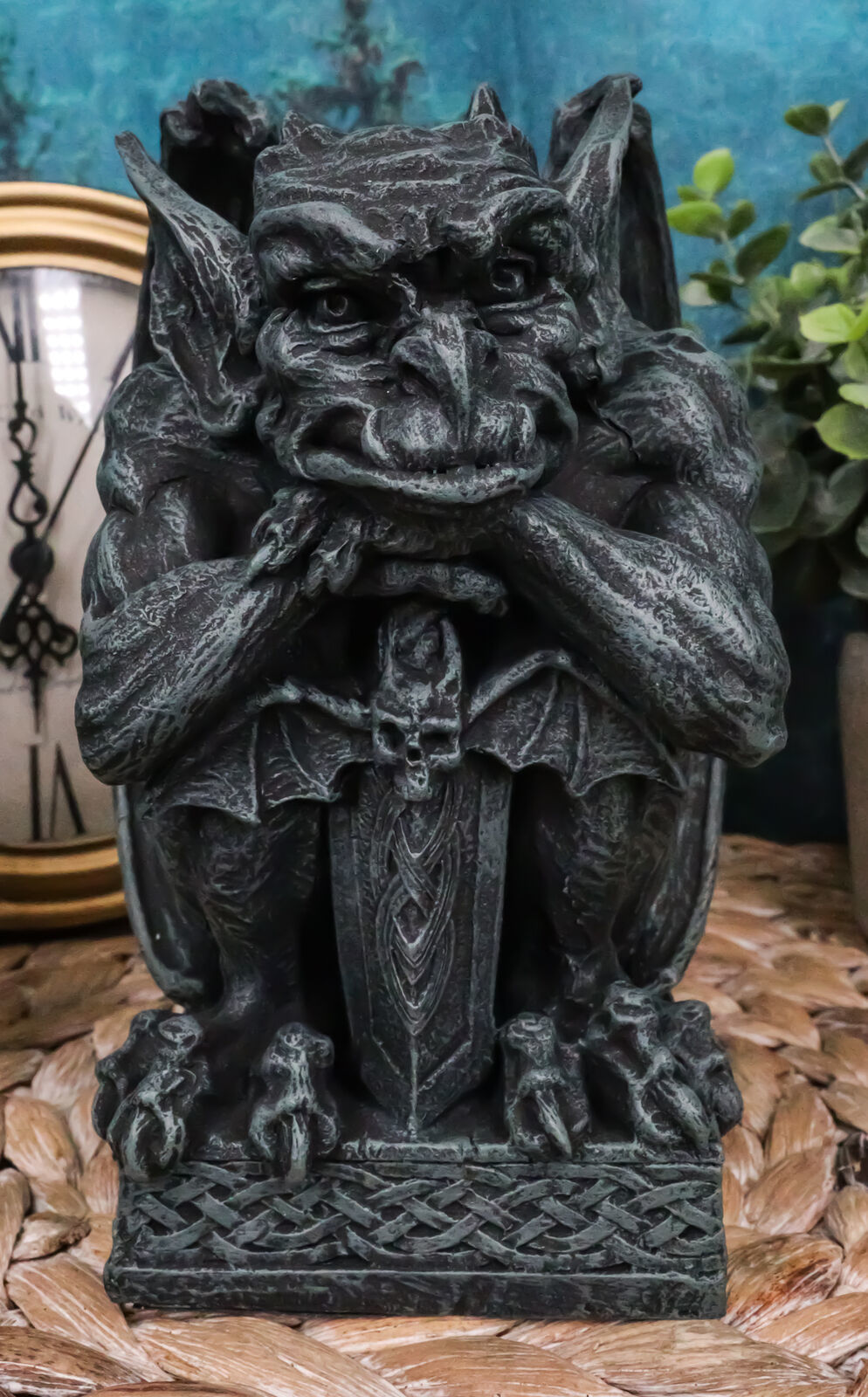 Ebros Stoic Warrior Notre Dame Gargoyle Holding Gothic Bat Sword ...