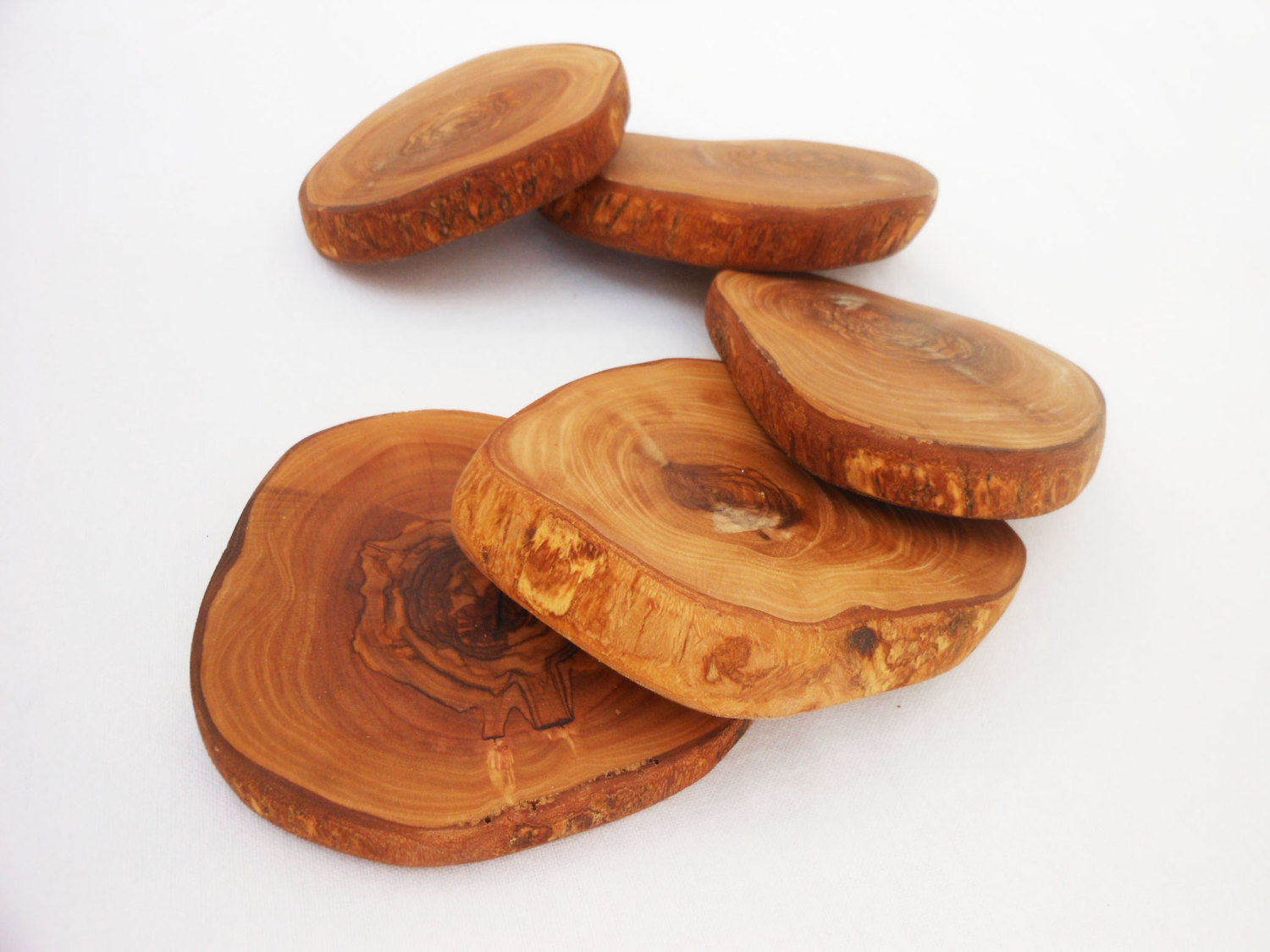 Wooden rustic Coaster set , Decorative Wooden Natural Coasters, Wedding ...