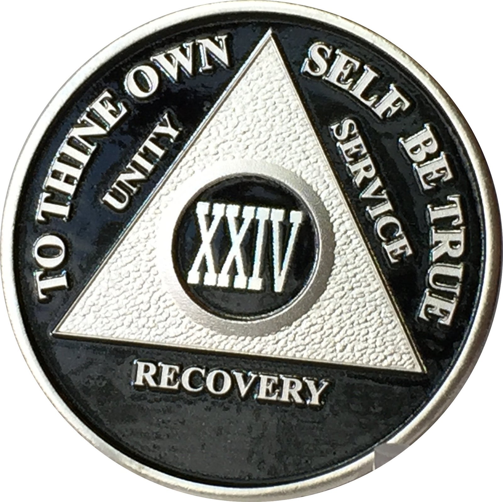 Black & Silver Plated 24 Year AA Alcoholics Anonymous Sobriety ...