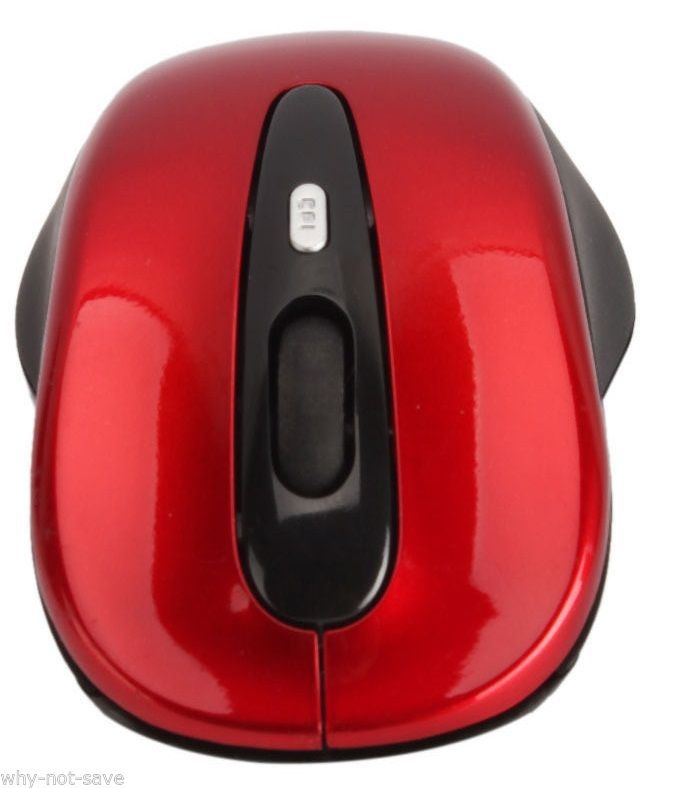 Red Wireless Optical mouse with Mini usb receiver for Dell Toshiba ...