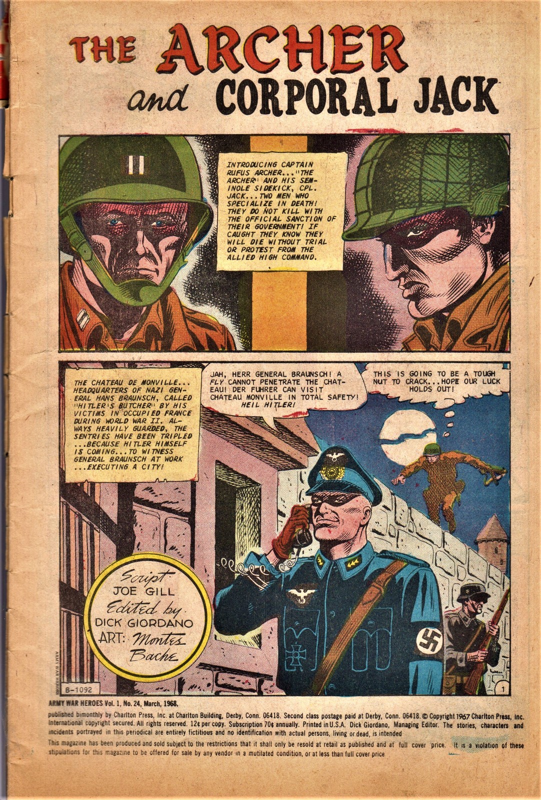 CHARLTON COMIC Vintage - ARMY WAR HERO'S -THE IRON CORPORAL- COMIC BOOK ...