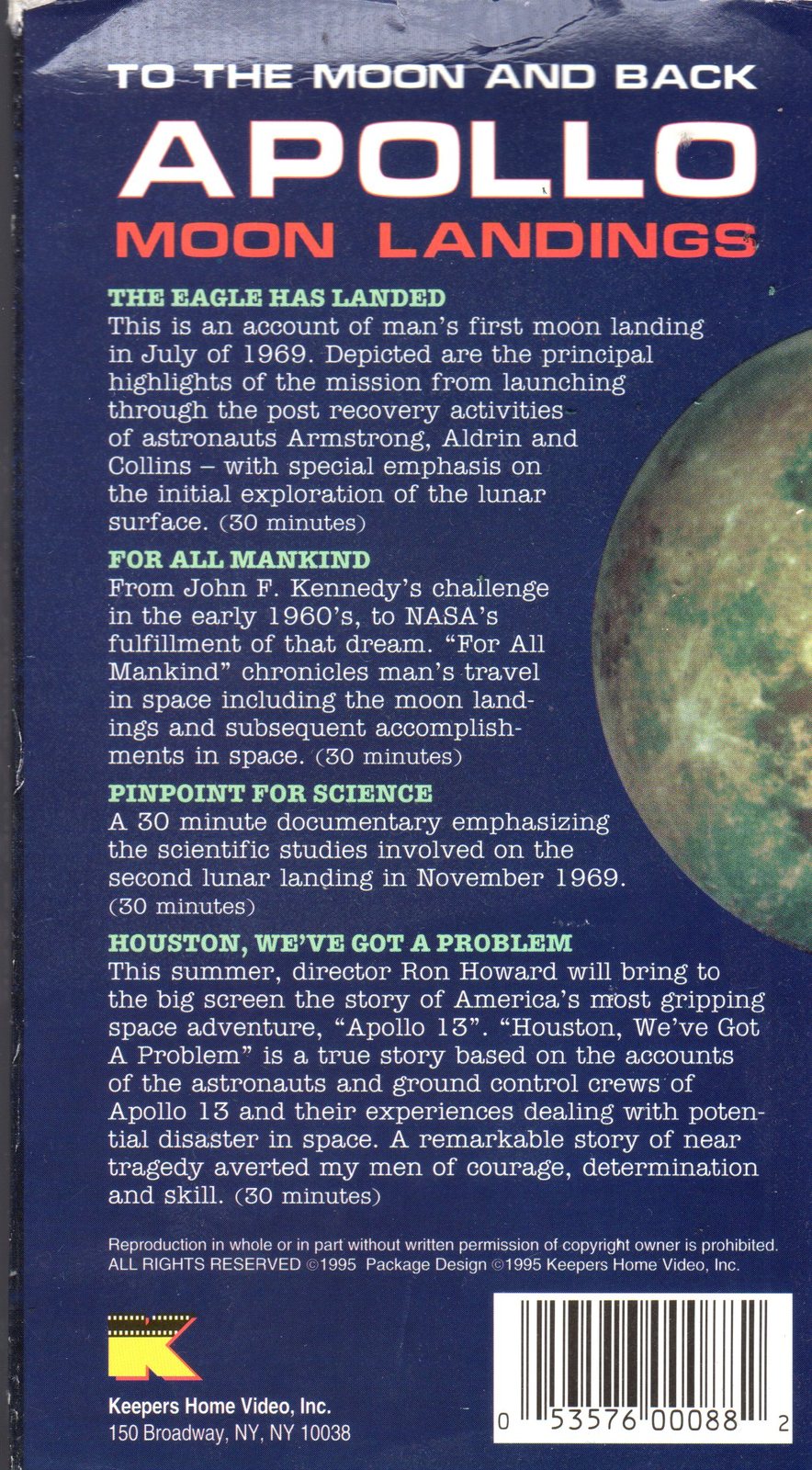NASA - To The Moon And Back Apollo Moon Landings (NASA -VHS Tape) - Apollo