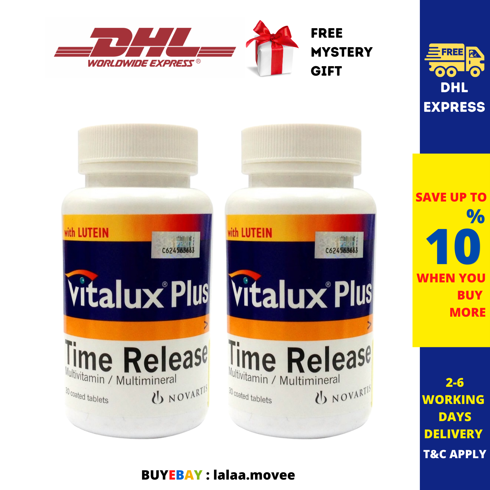 5 X Vitalux Plus Time Release Multivitamin & Multimineral 30's DHL ...