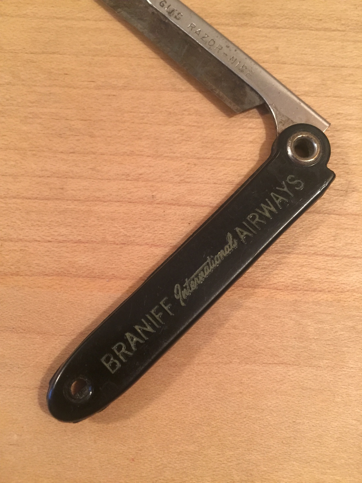 Vintage 40s Gits Razor-Nife Braniff Airways folding razor / keychain ...