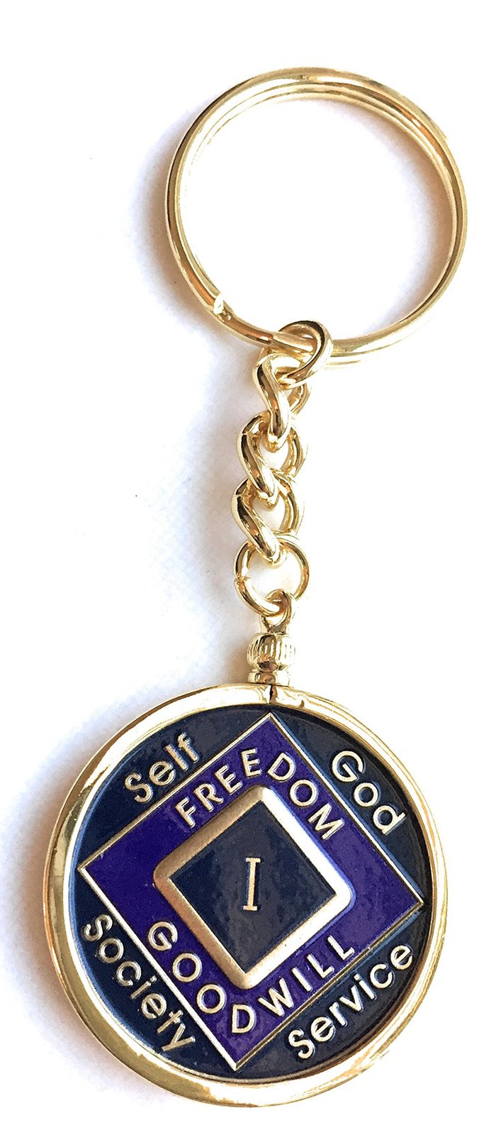 NA Medallion Holder Keychain 18k Gold Plated Narcotics Anonymous Key ...