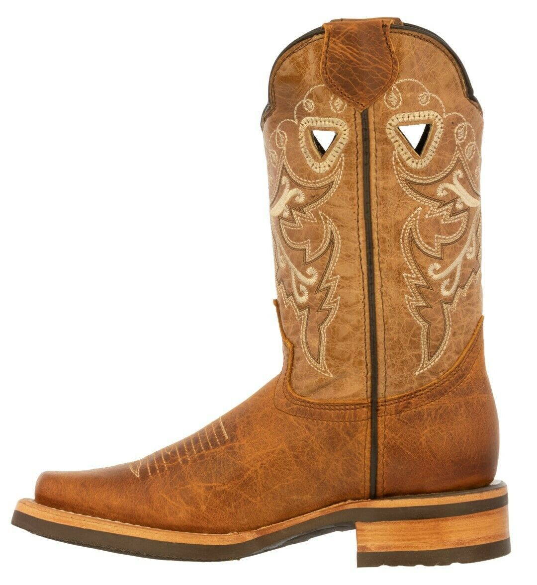 Womens Classic Cowboy Boots Honey Brown Real Leather Square Toe Botas ...