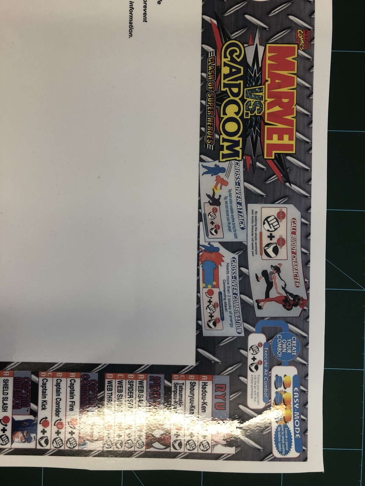 Arcade1up Marvel vs Capcom moves Combo Bezel Arcade 1up Move List Combo ...