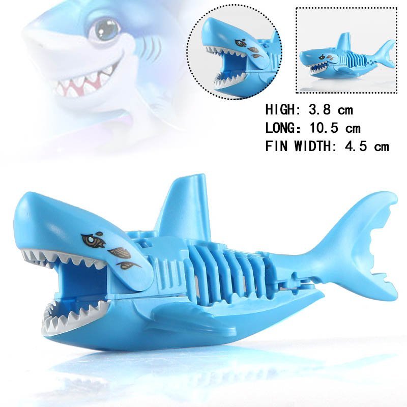 Blue Shark Lego Toys Animal Theme Minifigure - Figures