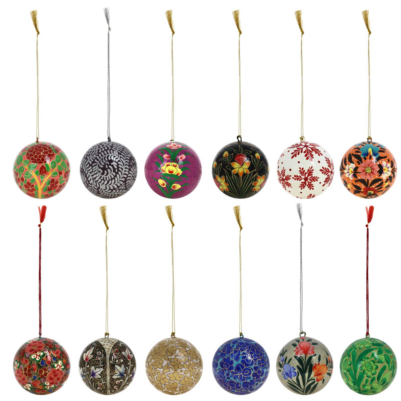 Decoration Christmas Ornaments Handmade Paper Mache Hanging Balls Set 
