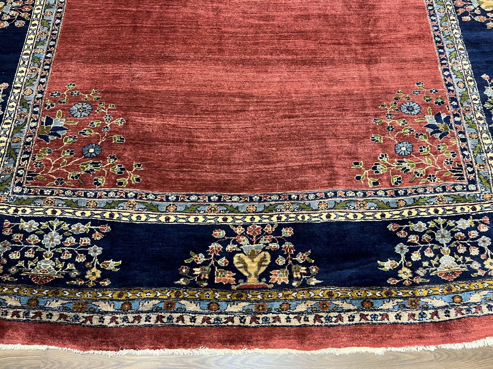 Large Oriental Rug 10x17 Open Field Red and Navy Blue Palace Sized ...