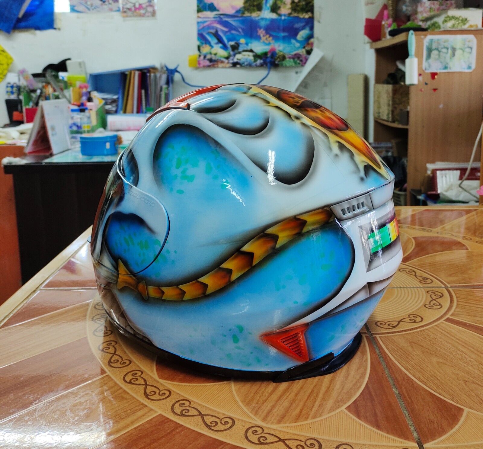 Alien Custom Airbrushed Motorcycle Helmet and similar items