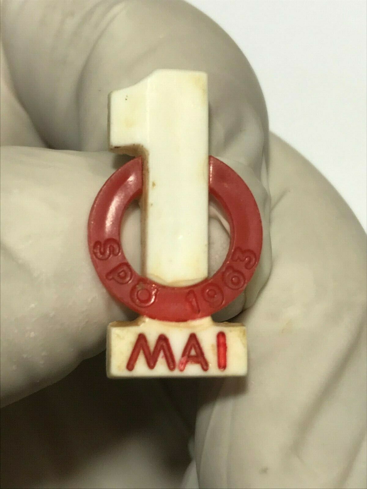 East Germany DDR pin 1 MAI 1963 plastic first may spor pin rare ...