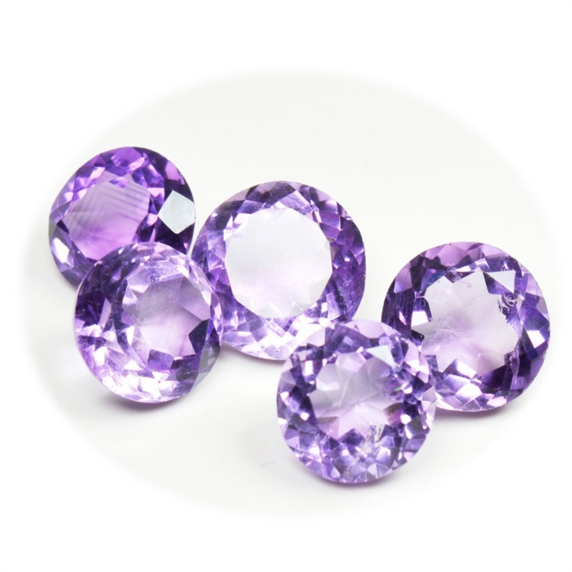 Natural Round Amethyst Stone 20 Carat 5 Pieces Lot Loose Gemstone at ...
