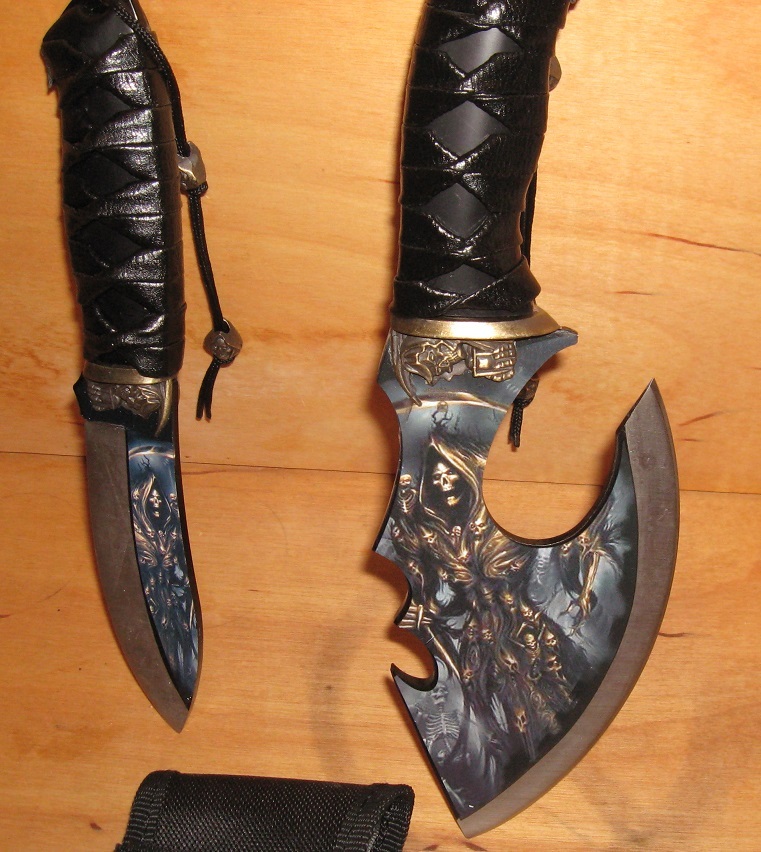 Grim Reaper Dagger and Cleaver Knife Set - Factory Manufactured