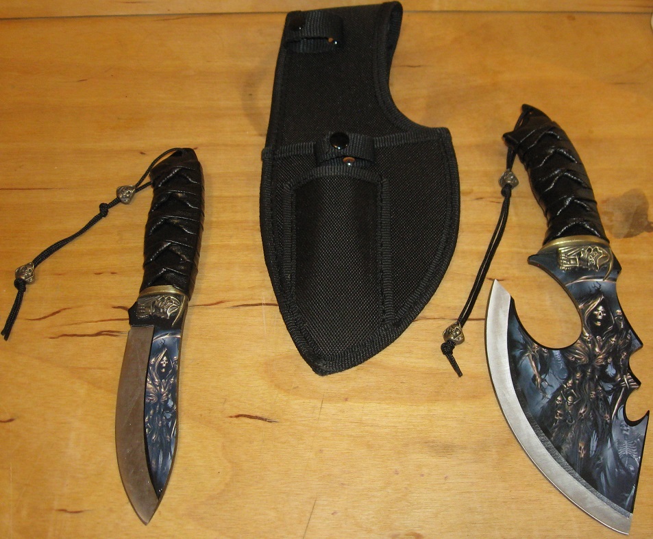 Grim Reaper Dagger and Cleaver Knife Set - Factory Manufactured