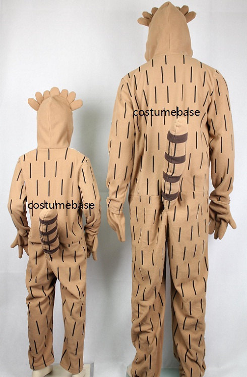 REGULAR SHOW RIGBY JUMPSUIT MASCOT FLEECE CHILD KIDS HOOD HALLOWEEN ...