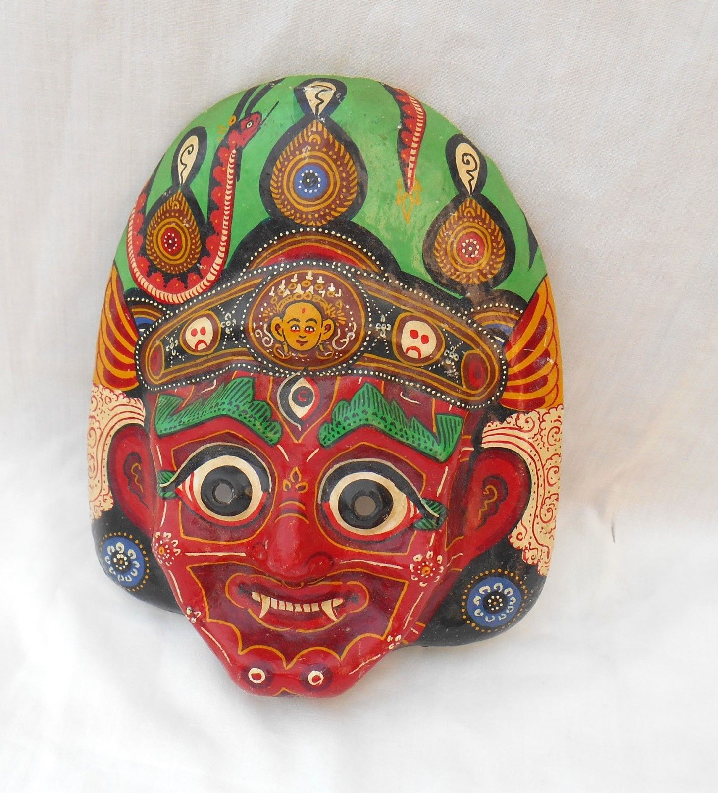 Vintage Antique Buddhist Tibetan Mask Paper Mache Folk Art - Masks