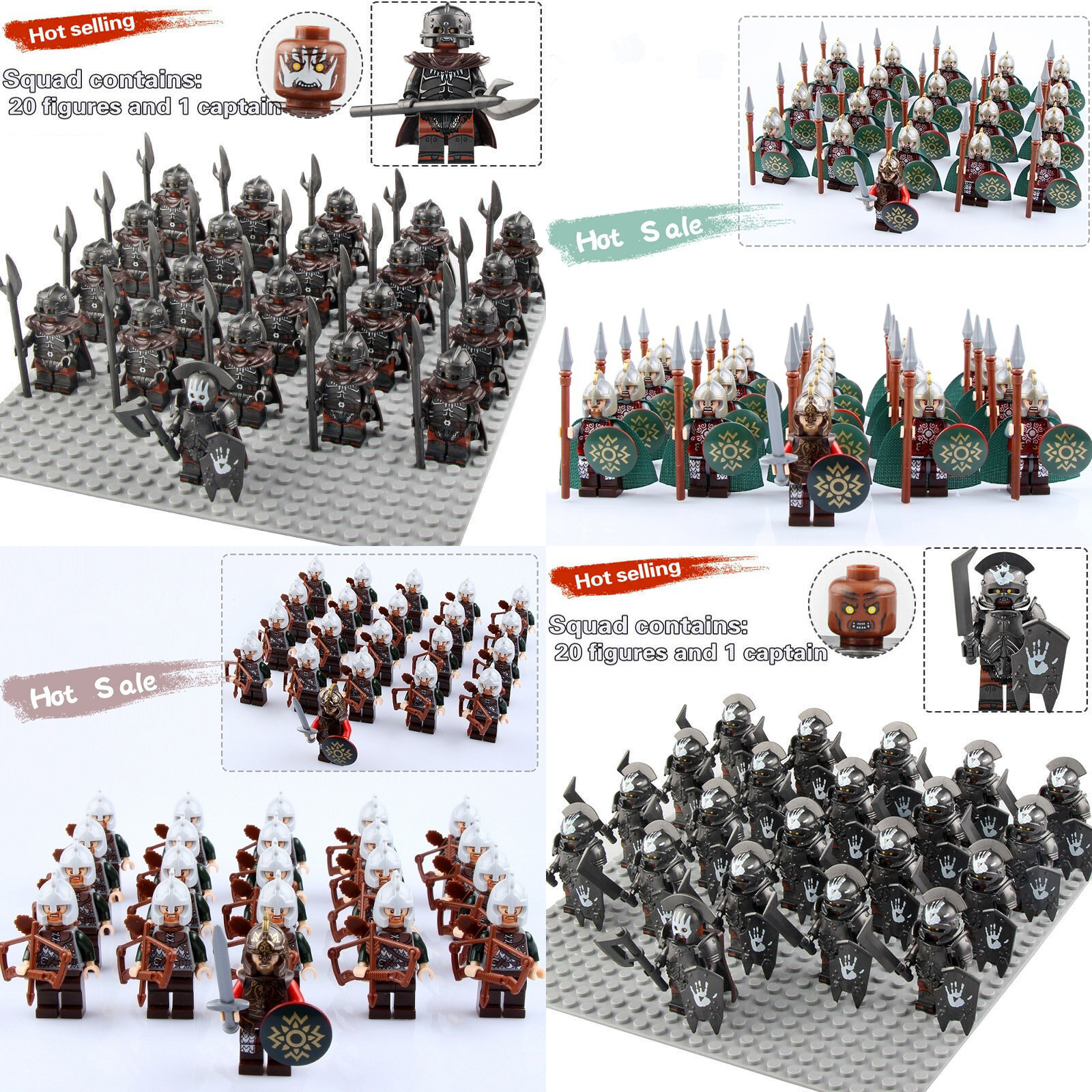 21Pcs/set Uruk-hai army Rohan Soldier Military The Lord of the Rings ...