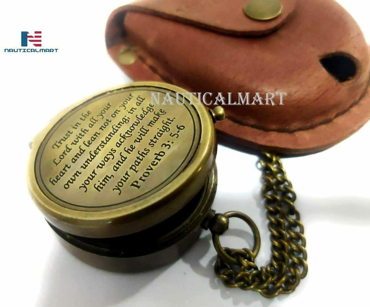 Brass Compass Trust in The Lord with All Your Heart Engraved Compass ...