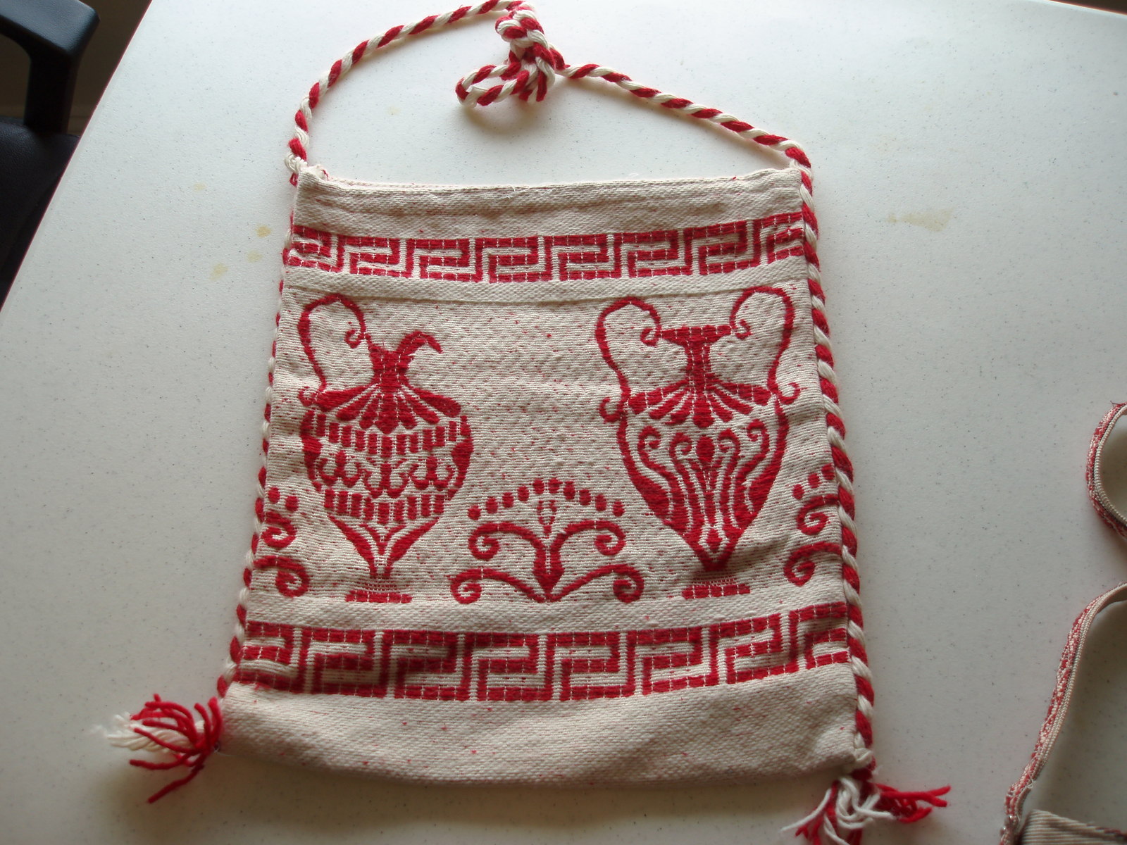 Greek bag - tagari - from Greece, red and white, large, messenger bag ...